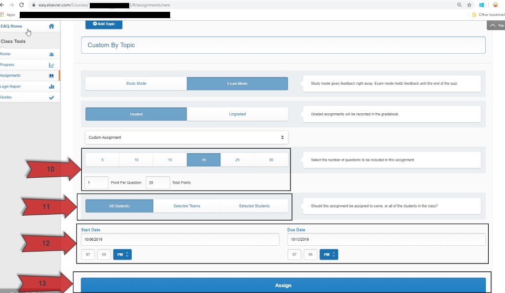 How do I create Custom Assignment on EAQ Classic? - Elsevier Adaptive ...