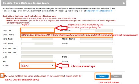 How do I register for my HESI Distance Testing exam with my department ...