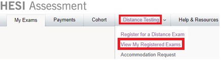 How do I register for my HESI Distance Testing exam with my department ...