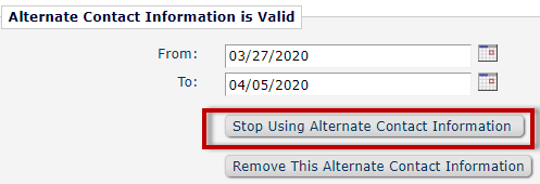 How can I set temporary alternate contact details in my Editorial ...