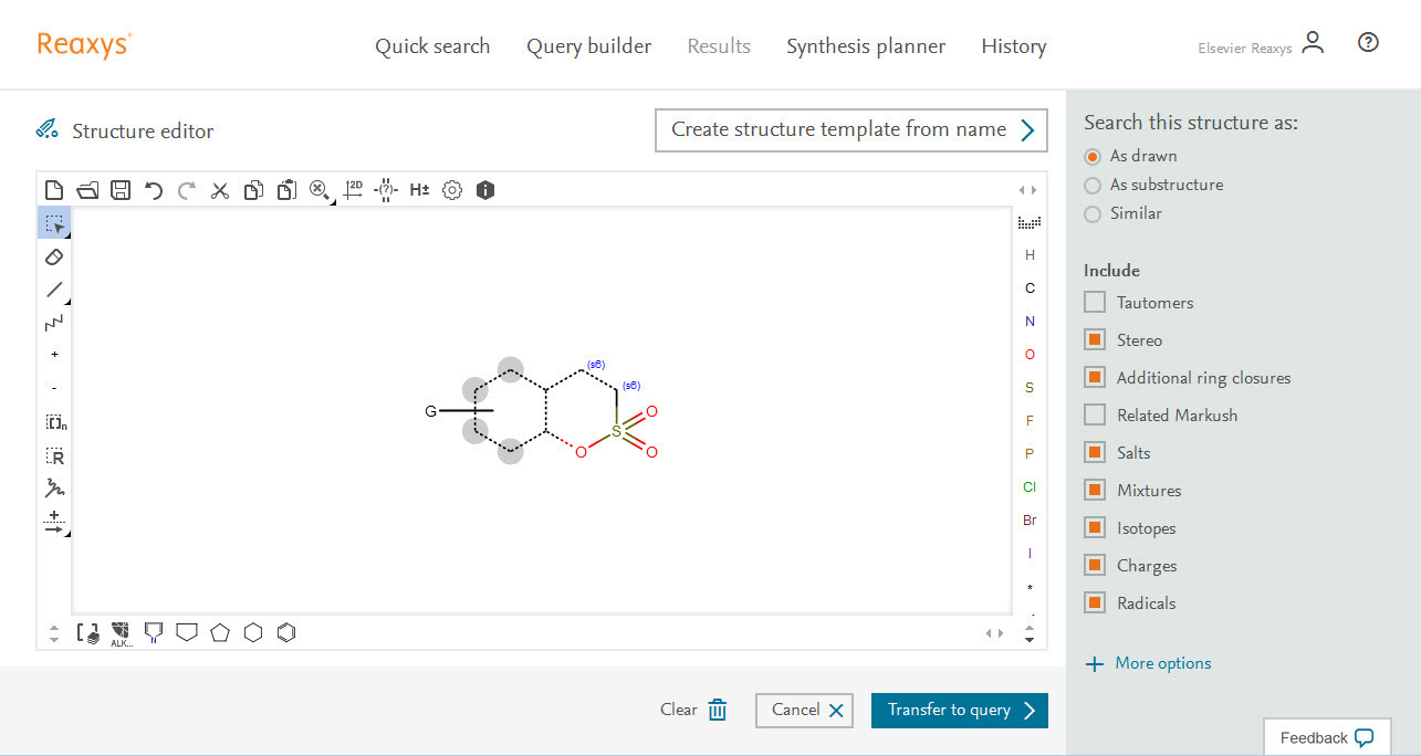 Structure drawing workflow | Reaxys Support Center