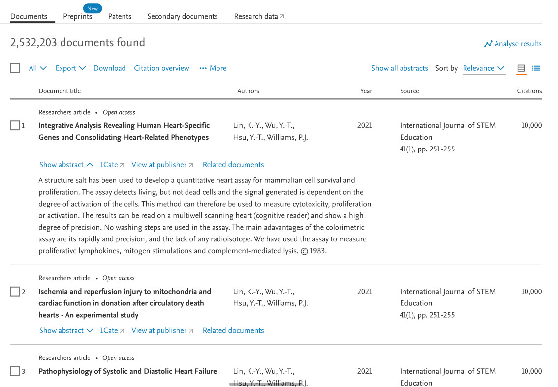 How do I work with document search results? - Scopus Support Center