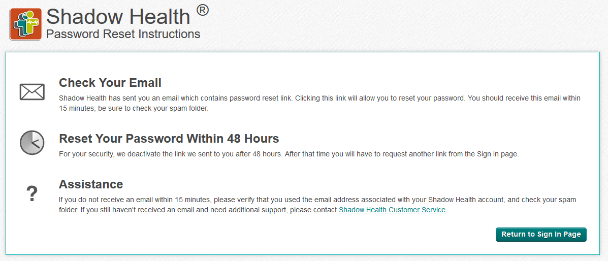 How do I reset my password? - Shadow Health Support Center