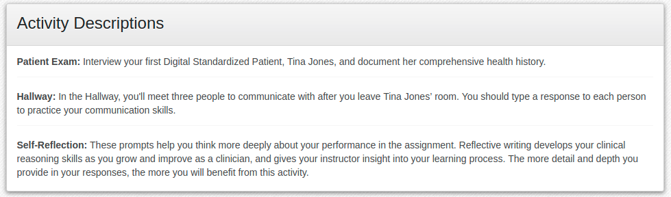 What are the Post Exam activities? - Shadow Health Support Center