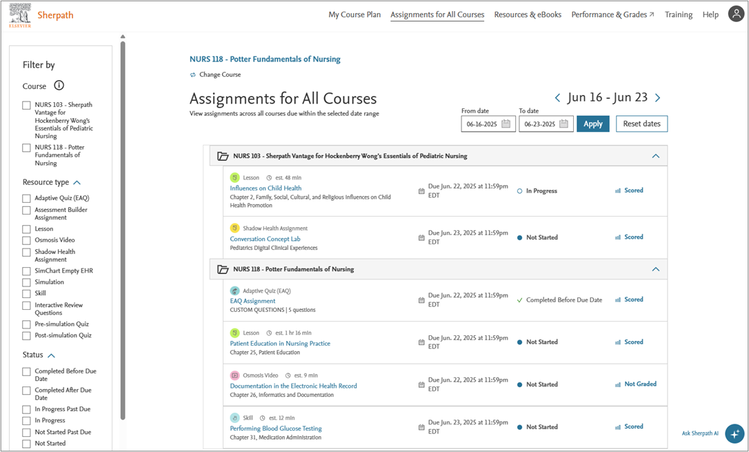 How Can I Access Assignments for All Sherpath Courses? - Simulation ...