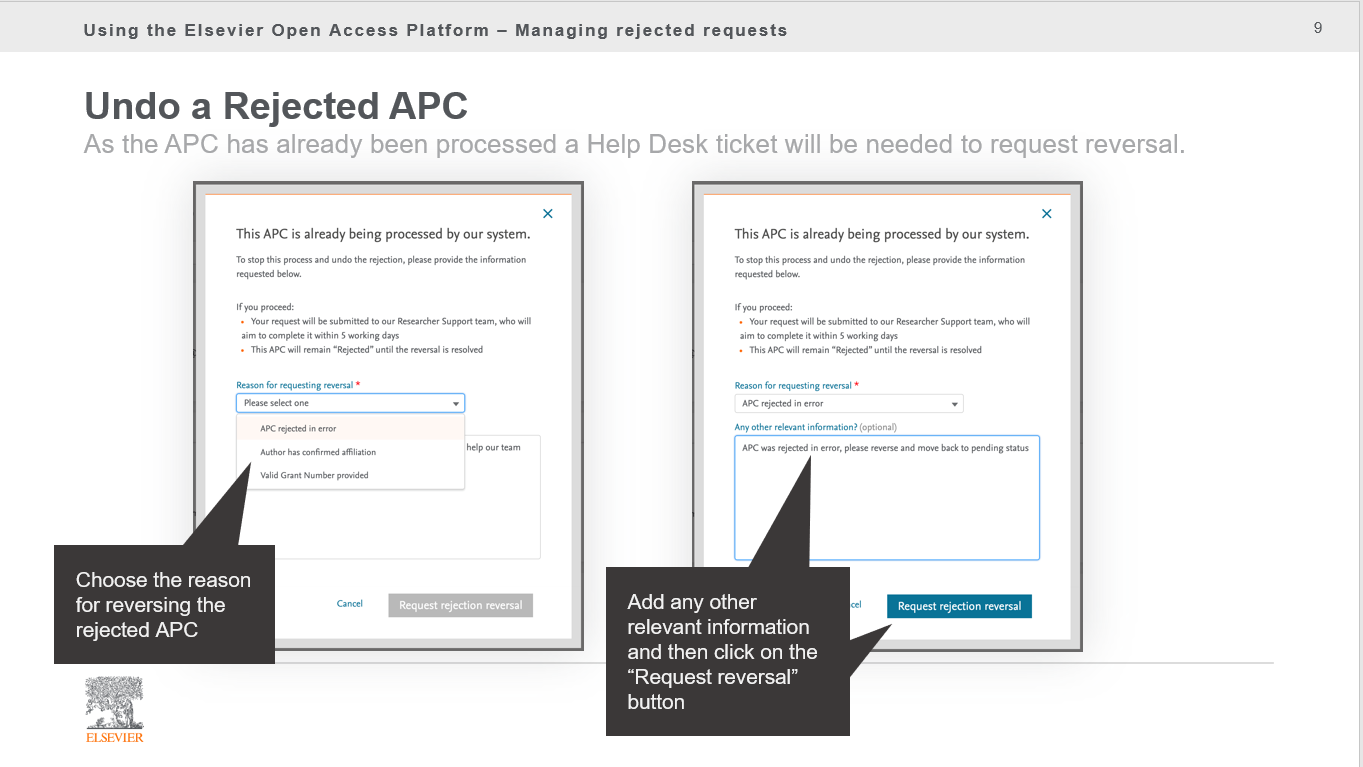 I rejected the APC in error, is there a way I can reverse my rejection ...