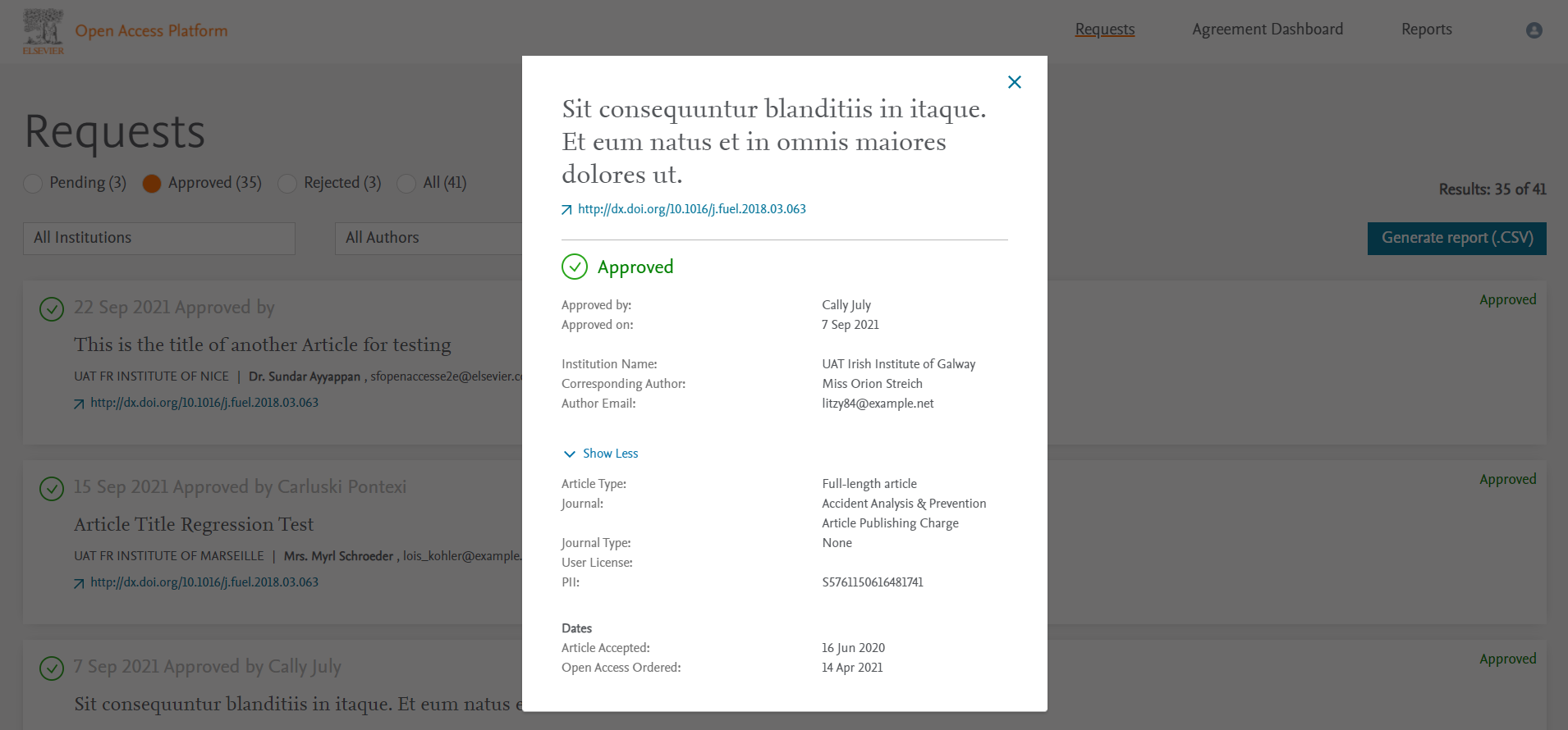 Can I see the details of an approved or rejected APC? | Elsevier Open ...