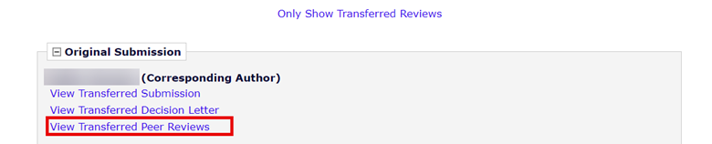 How do Editors identify if the submission has been transferred from ...